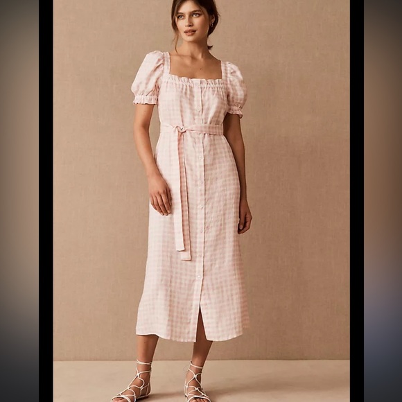 Sleeper | Dresses | Sleeper Linen Brigitte Midi Dress | Poshmark